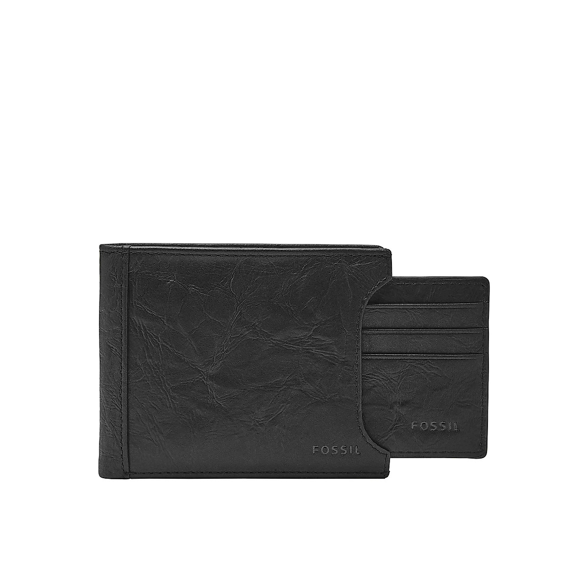 Fossil Men's Neel Leather Bifold Sliding 2-in-1 with Removable Card Case Wallet, Black, (Model: ML3888001)