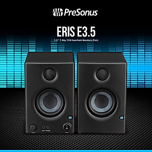 PreSonus Eris E3.5 3.5" 2-Way 25W Nearfield Monitors (Pair) with Acoustic Tuning Pair and Basic Accessory Bundle
