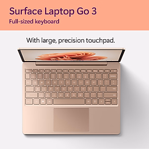 Microsoft Surface Laptop Go 3 (2023) - 12.4" Touchscreen, Thin & Lightweight, Intel Core i5, 8GB RAM, 256GB SSD SSD, with Windows 11, Sandstone Color Copilot