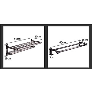 LUOFDCLDDD Towel Shelf, Multi-Function Towel Rack with Storage, Suskitchen Towel Holder,Wall Mounted Bath Towel Rail Bar with 5 Hooks,Metal Gray, 60Cm/23.6In