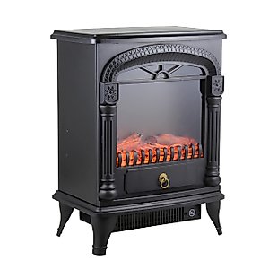Comfort Zone Electric Fireplace Space Heater, Traditional Warm Stove Style, Realistic 3D Flame Effect, Adjustable Thermostat, & Overheat Protection, Ideal for Home, Bedroom, & Office, 1,500W, CZFP4