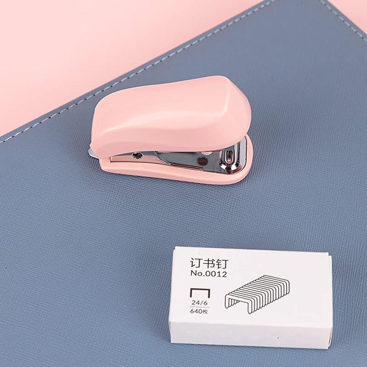 Pink Color Mini Stapler with Staples,Small Cute Stapler for Desk,Gift for Student or Office Use (Pink)