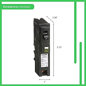 Square D - HOM120PCAFIC Homeline Circuit Breaker, 20-Amp, 120V, 1-Pole CAFCI , Plug-On Neutral