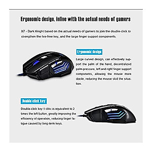 JIE. 7 Key Wired Mouse Color RGB Breathing lamp E-Sports no Sound Game Mouse Suitable for PC/Laptop Desktop Compatible with Vista / Windows7, 8, 10 / Mac (Color : Black)