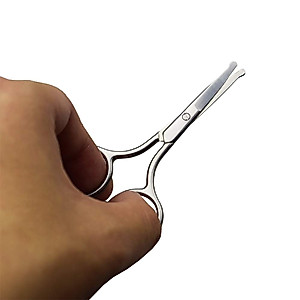 Motanar Eyebrow and Nose Hair Scissors, 3.5” Stainless Steel Professional Facial Hair Beard Eyelashes Ear Hairs and Moustache Scissors Trimmer 2 Pieces