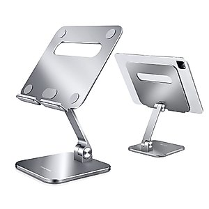 elitehood Aluminum iPad Pro 12.9 Stand, Adjustable iPad Stand Holder for Desk, Large Back Portable Monitor Stand, Tablet Stand Compatible with 15.6’’ Monitor, iPad Pro 12.9, iPad Air Mini 6 5