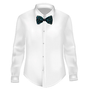 mumusung Men's Peacock Feather Bowtie (Teal Feathers)