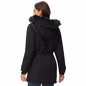 ROYAL MATRIX Women's Parka Coat Winter Warm Parka Jacket Fleece Lined Parka Coat Long Winter Coat with Hood (Black, Medium)