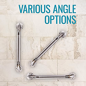 DMI Textured Grab Bars, Shower Toilet Tub Rail for Handicap & Elderly, Perfect for Bathroom Safety, Rust-Resistant Steel, Silver, Chrome, 24", FSA & HSA Eligible