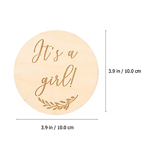 Abaodam Amosfun 2Pcs Its A Girl Sign Wood Baby Monthly Cards Milestone Discs Baby Shower Party Decorations for Gender Reveal Baby Announcements(10cm)