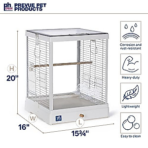 Prevue Pet Products Clear View Glass Bird Cage Crystal Palace for Small Birds - White Frame