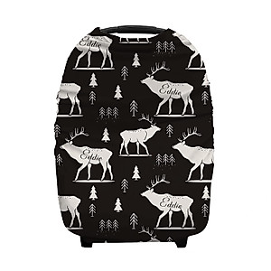 Personalized Woodland Deer Baby Car Seat Covers with Name, Custom Nursing Cover Breastfeeding for Babies, Carseat Canopy for Boys and Girls, Infant Stroller Cover, Breathable Carseats Cover