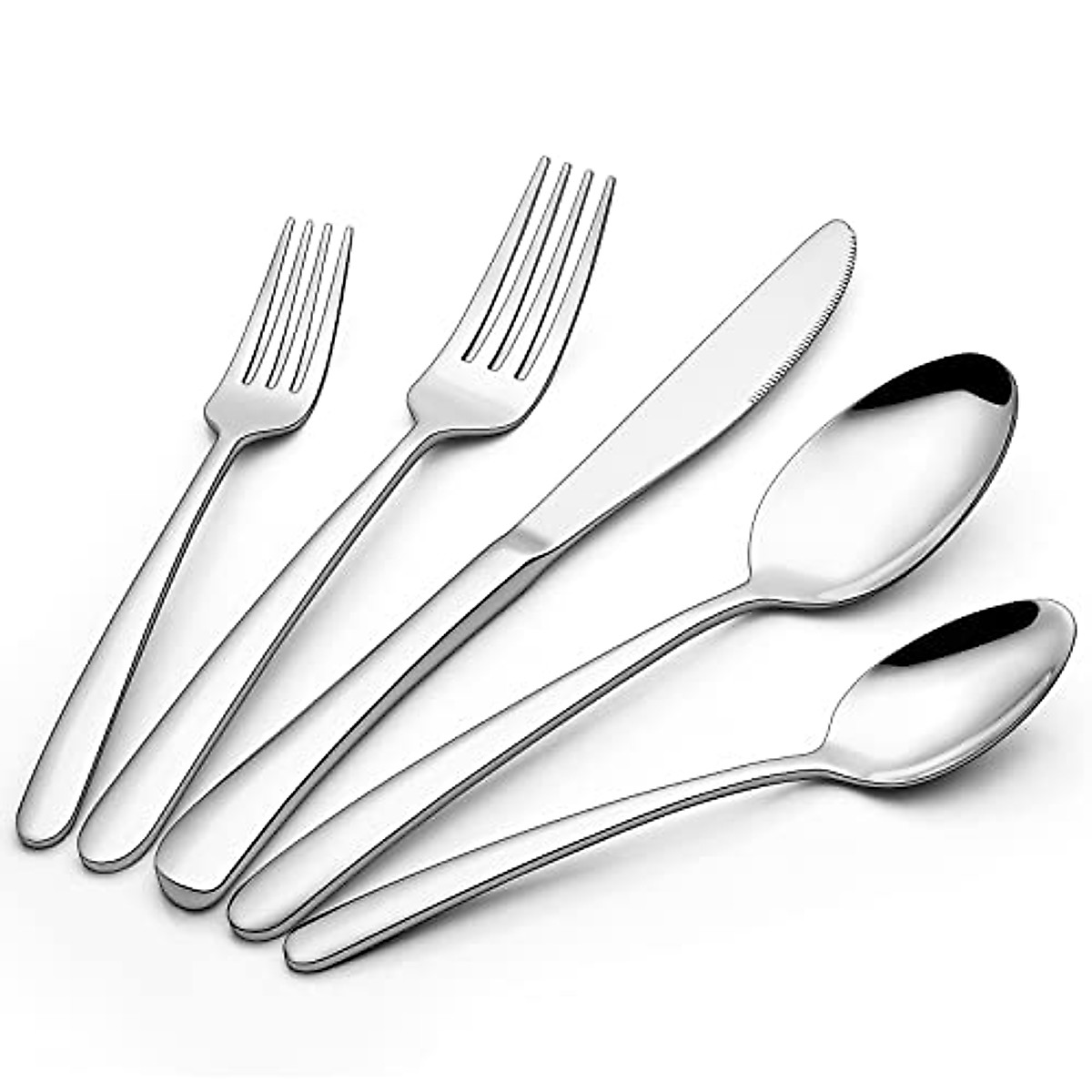 60 Piece Silverware Set for 12, Terlulu Stainless Steel Flatware Set, Heavy Duty Cutlery Utensil Include Forks Knives Spoons, Mirror Polished Tableware Set for Home Restaurant Party, Dishwasher Safe