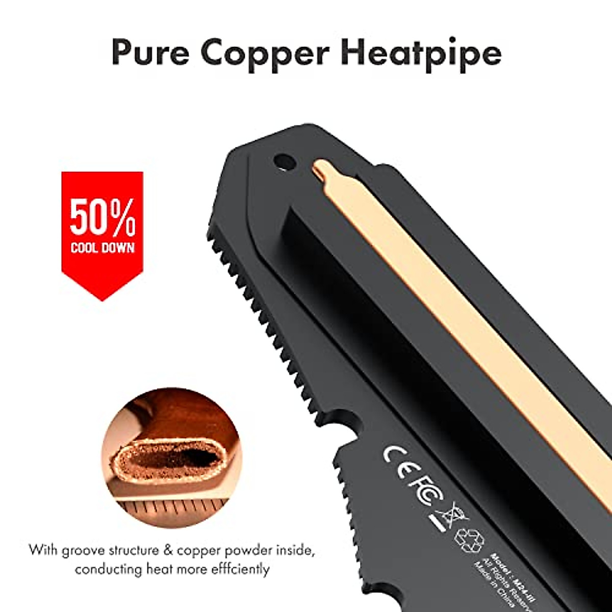 ineo PS5 Heatsink, M.2 NVME SSD Heatsink for PS5 Internal PCIe M.2 NVMe Gaming SSD, Magnesium Aluminum Alloy Designed with Pure Copper Strip [M24]