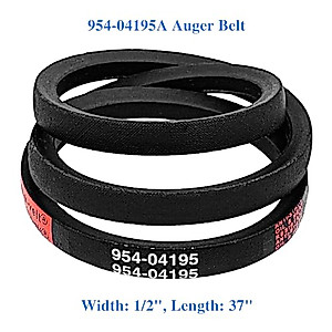 AILEETE 954-04195A Auger Belt 1/2" x 37" for MTD Cub Cadet Troy-Bilt Craftsman Yard Man Yard Machines Snowblower Snow Thrower, Replaces 754-04195 754-04195A 954-04195