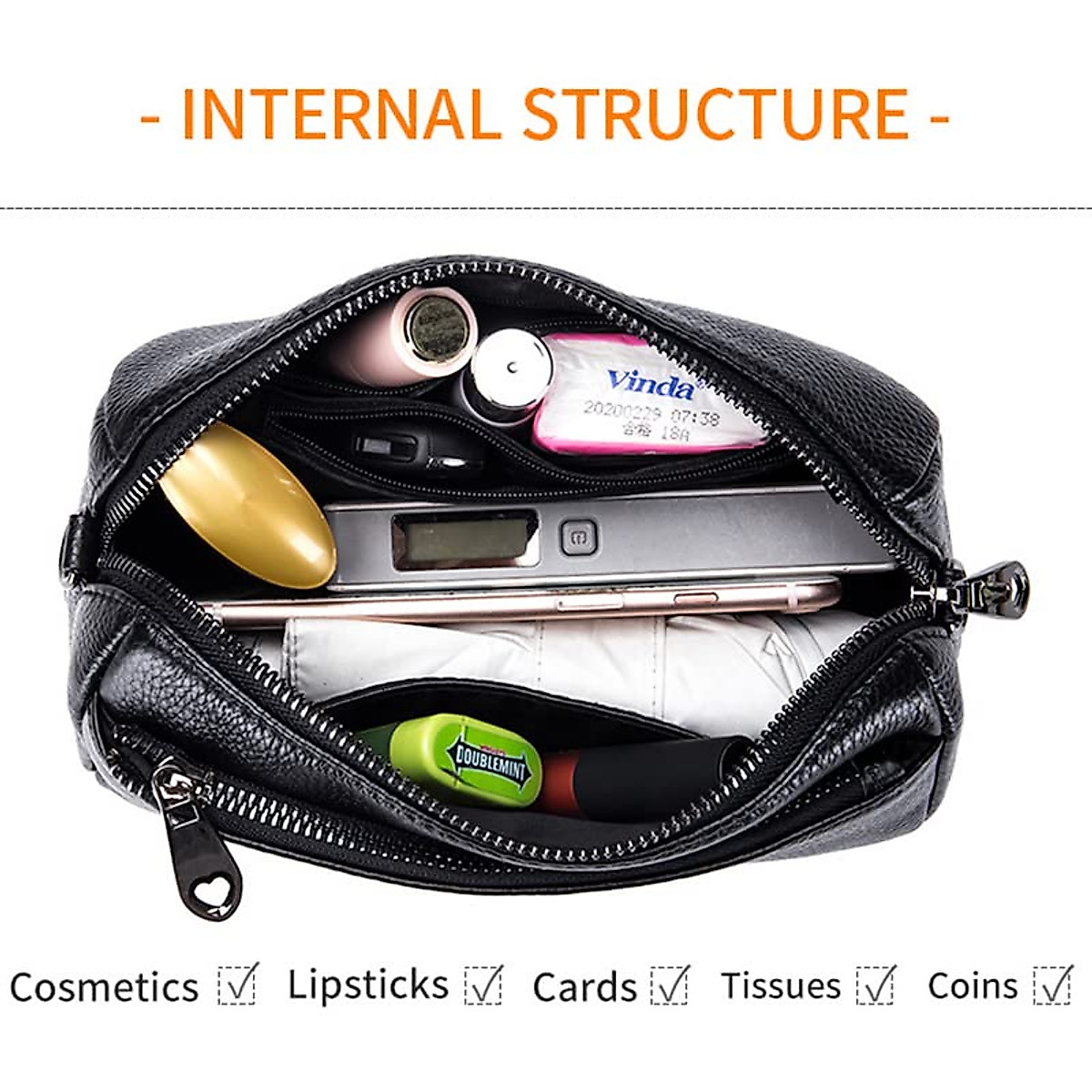 Lecxci Womens Small Leather Crossbody Bag, Zipper Clutch Phone Wallet Purse for Women (Y Light Purple -1)