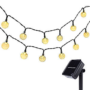 Kitmose Solar String Lights Outdoor Patio Lights,8 Modes 22 FT Christmas Fairy Lights Hanging Lights 50 LED for Balcony Backyard Porch,Solar Powered Auto On/Off (Warm White)