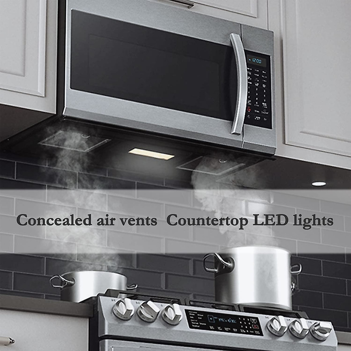 Smad 1.6 Cu. Ft. Over the Range Microwave 30 Inch with Vent, 1000 Watts Rangetop Microwave with 300 CFM, ECO Mode, LED Lighting and Child Lock, Stainless Steel