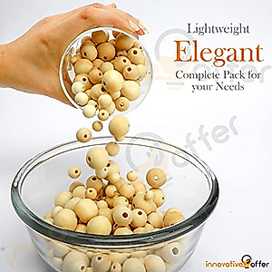 Innovative Offer 510 Pcs Wooden Beads with Jute Twine, 6 Sizes Unfinished Wood Beads for Crafts with Holes - 8, 10, 12, 14, 16, 20 mm Beads for Jewelry Making, Garland, Home/Farmhouse Decor and DIY