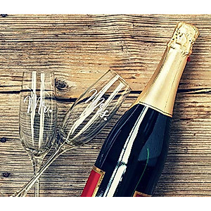 Sweetzer & Orange Bride and Groom Champagne Glasses (8 oz) Engraved Mr and Mrs Glasses for Wedding Glasses and Toasting Flutes, Bridal Shower Gifts, Engagement Gift. Boxed Mr and Mrs Gifts