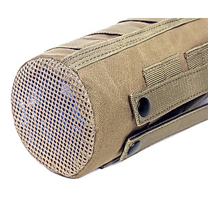 Tactical Molle Water Bottle Pouch Military Drawstring Open Top & Mesh Bottom Travel Water Bottle Holder Bag Tactical Hydration Carrier (Tan)