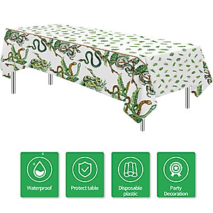 Xenorik Snake Party Tablecloth Decorations - Disposable Reptile Theme Snake Birthday Party Supplies Table Cover, Jungle Swamp Camping Wilderness Snake Theme Party Table Cloth - 3 Pack (54in x 108in)