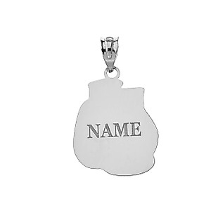 Sports Charm 925 Sterling Silver Personalized Boxing Gloves Pendant with Your Name