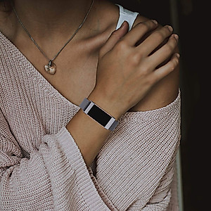 ZWGKKYGYH Compatible with Fitbit Charge 3 and Charge 4 Bands for Men Women, Stainless Steel Metal Mesh Band Magnetic Strap Replacement for Charge 4/Charge 4SE/Charge 3/Charge 3SE, Large Space Gray