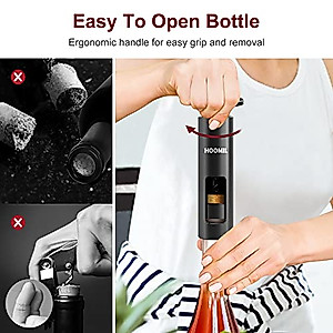 HOOMIL Wine Opener, Multifunctional 4-Piece Set, Manual Bottle Opener/Corkscrew, Vacuum Stopper, Pourer Spout and Foil Cutter