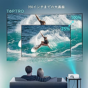 Projector, TOPTRO 5G WiFi Bluetooth Projector, Full HD Native 1080P Projector, Outdoor Projector 4K Support 4P/4D Keystone, Zoom, 300" Display, PPT, for Home Theater and Small Office Use White