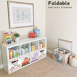 Rose Floral Elephant Personalized Storage Basket,Custom Storage Bins Cubes Organizer with Handle for Bedroom Wardrobe,Nursery,Basket 1 Pack