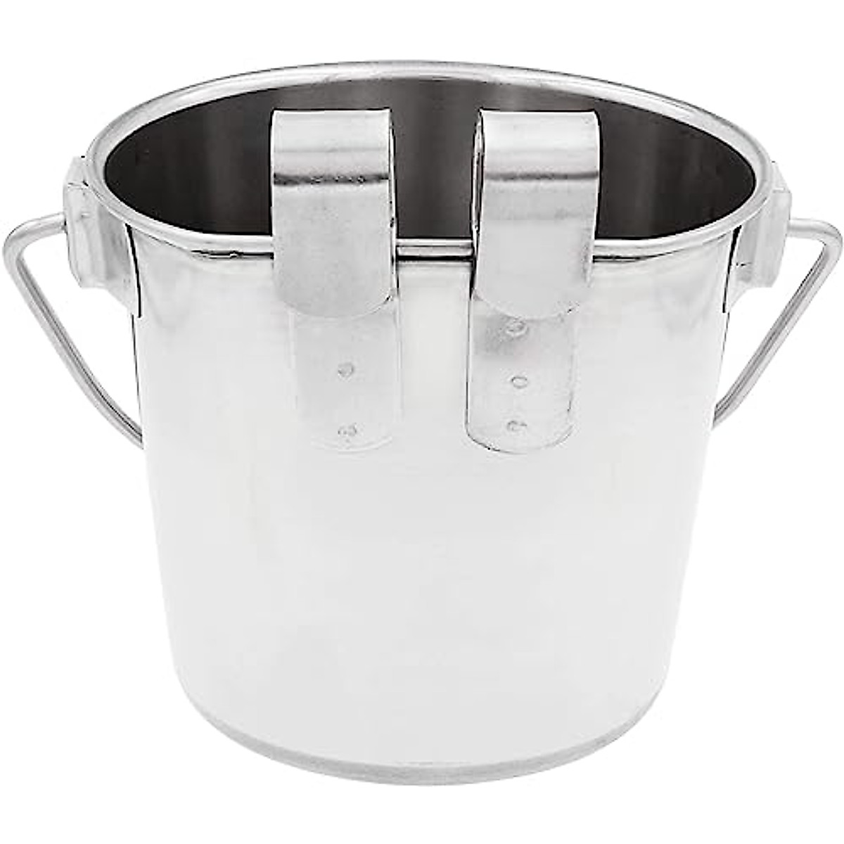 Fuzzy Puppy Flat Sided Pail with Dual Hooks, Snugly Fit On Dog, Cat and Critter Crates & Cages, Heavy Duty Stainless Steel, 2 Quart (FSP-2)