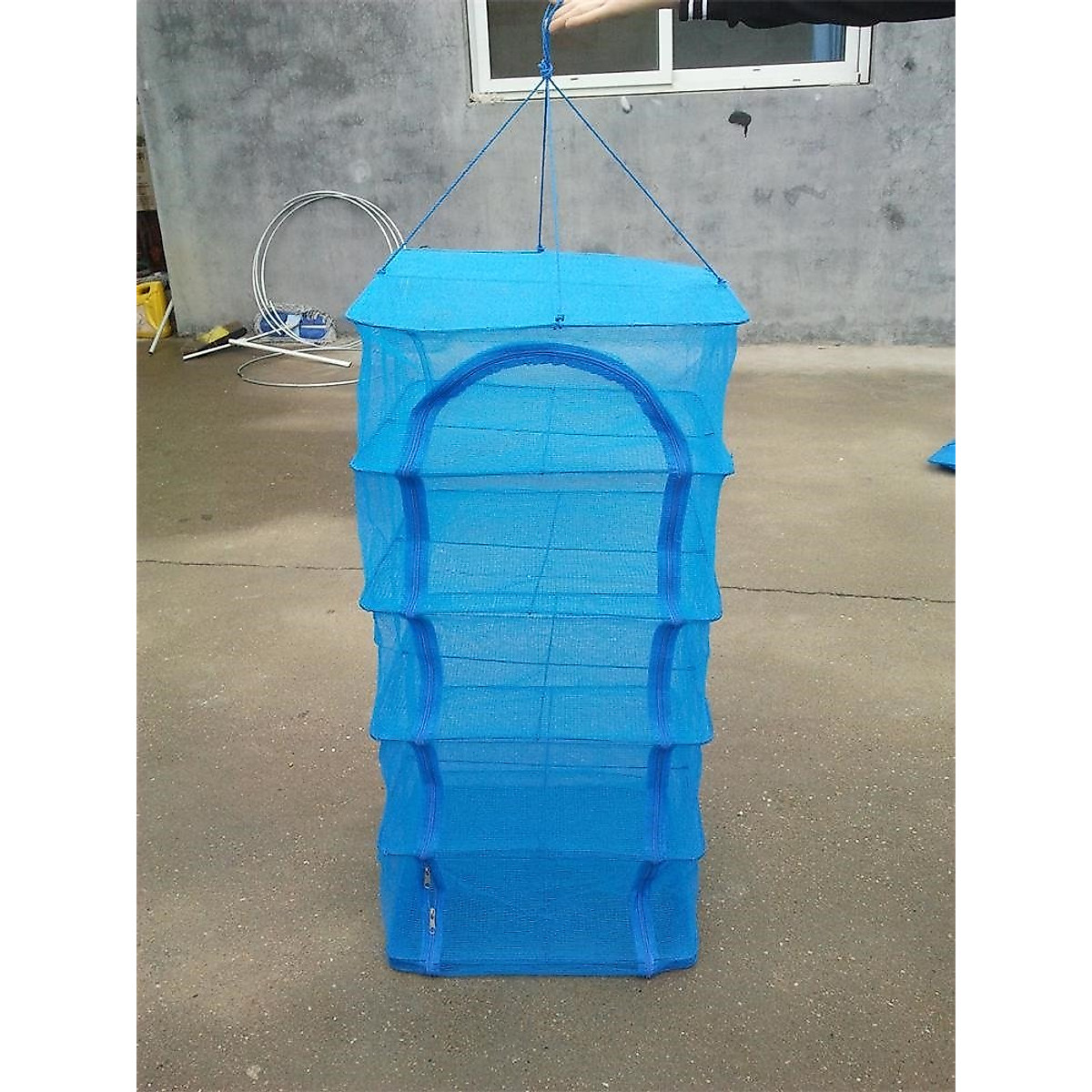 Food Dehydrator 5 Tray Hanging Drying Net / Non Electric / For Drying Herbs , Fruits , Vegetables , Fish (17.7 x 17.7 x 39.3 inches, Blue)