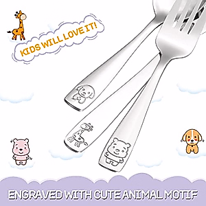 VITEVER 12-Piece Toddler Utensils, Stainless Steel Kids Silverware Set, Children Safe Forks, Spoons and Knives - Mirror Polished, Dishwasher Safe