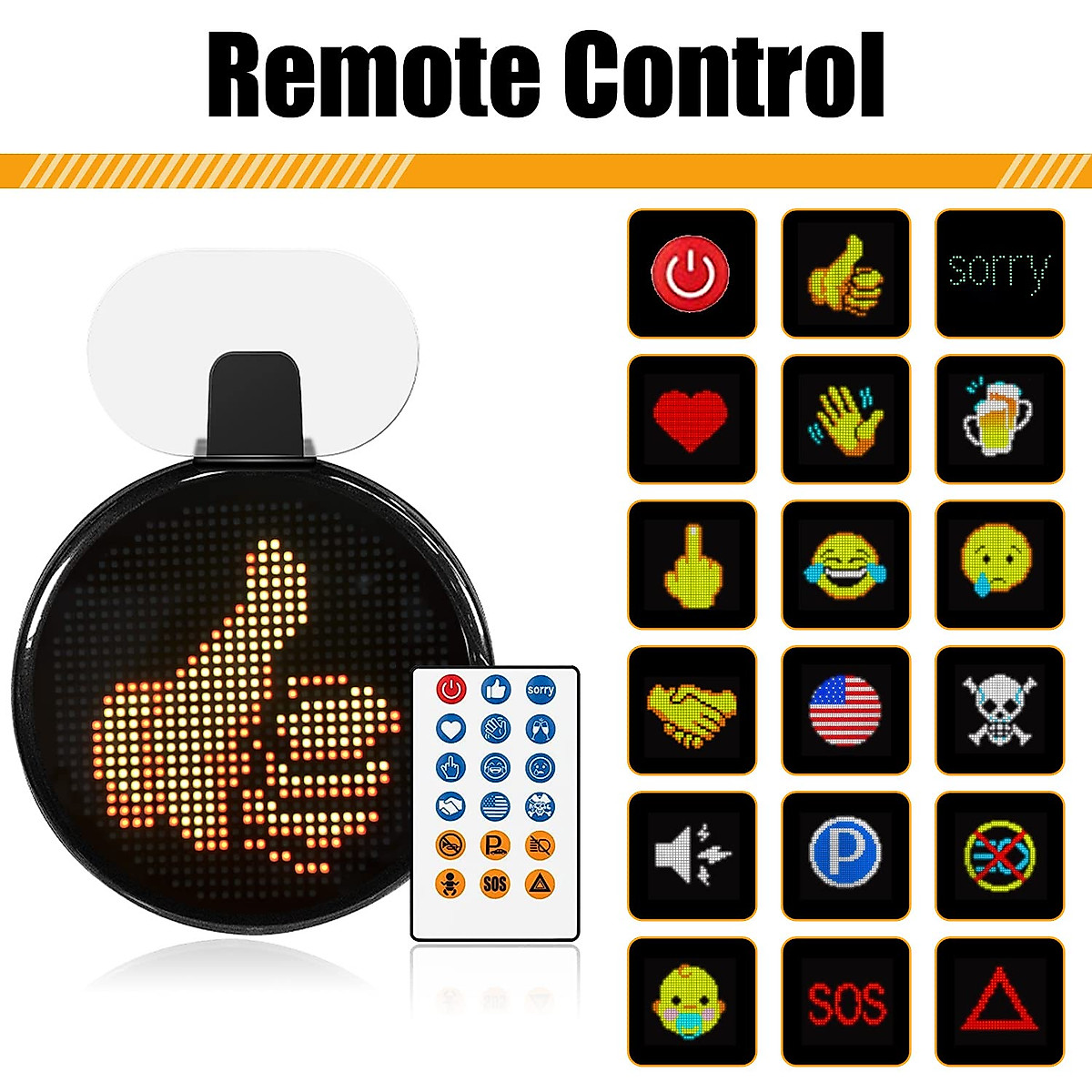 Funny Car Accessory, Cartaoo Upgrade Back Window LED Display Light, 17 Funny Emoticons - Give The Birds & Wave to Drivers, Truck Accessories, Cool Car Gadgets & Road Rage Sign
