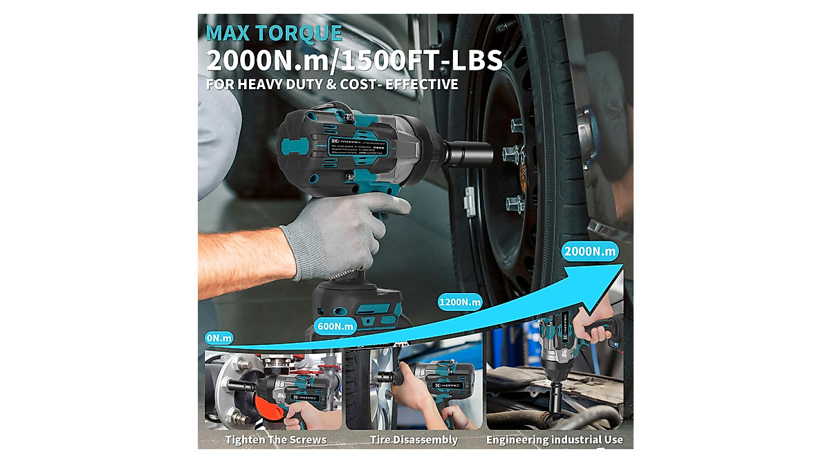 CANBRAKE 2000Nm Cordless Impact Wrench - High Torque Power