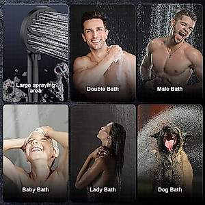 High Pressure Shower Head with Handheld - Filtered Shower Head with Pause and Jet 𝟏𝟎 Spray Modes, 5 Inch Removable Powerful High Pressure Showerhead with Extra Long Hose and Detachable Filter Wand