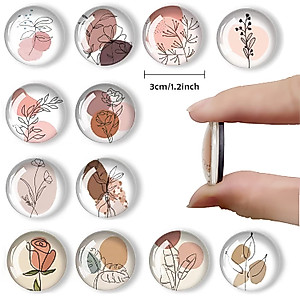 12Pcs Glass Refrigerator Magnets, Strong Magnetic Fridge Magnets, Line Drawing Crystal Fridge Magnets Decorative for Kitchen, School, Office Whiteboard, Cabinet and Dishwasher