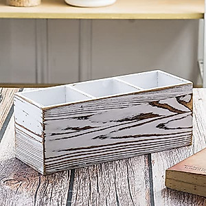 YOSCO Wood Pens Pencils Holder for Desk Remote Control Holder,Organizer,Desktop Storage Box with 3 Compartments,Multiuse for Store TV Remotes,Game Console,Phones,Office Supplies (Pinewood)