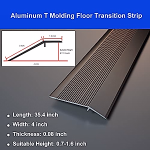 Aluminum Floor Transition Threshold Strip, Threshold Ramps for Doorways, Wheelchairs, Door/Tile/Threshold Reducer, Doorway Edge Trim Suitable for Threshold Height Less Than 1.6 Inch (Black, 90CM)
