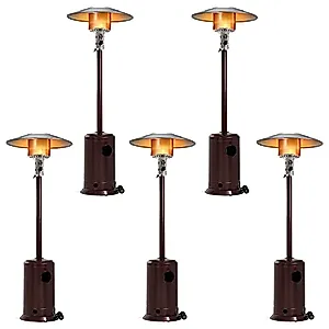 ROMONICA 41,000BTU Outdoor Patio Heater Tall Standing Hammered Finish Garden Outdoor Heater Propane Standing, Bronze - 5 set