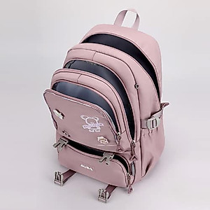 Aesthetic Laptop Backpack Kawaii Backpack Back to School Anti Theft Slim Durable Backpack with Large Capacity (Pink)