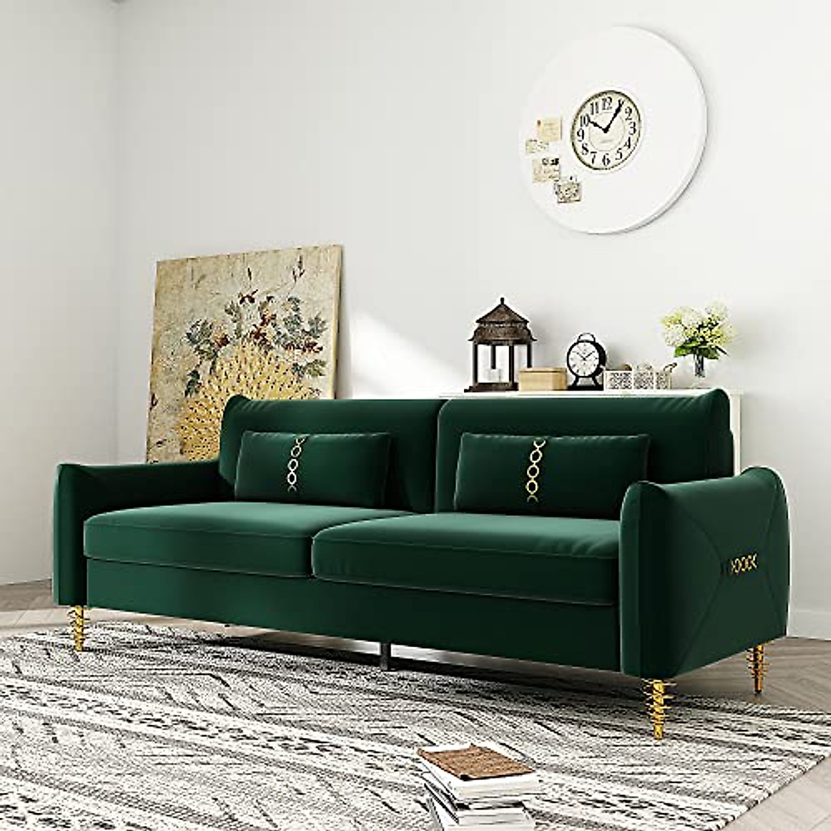 TUBAIHON Oversized Sectional Sofa Couch L Shaped U Shaped Convertible Chenille Modular Couch Set Deep Seat Couches for Modern Living Room/Apartment/Office (1, P19-green)