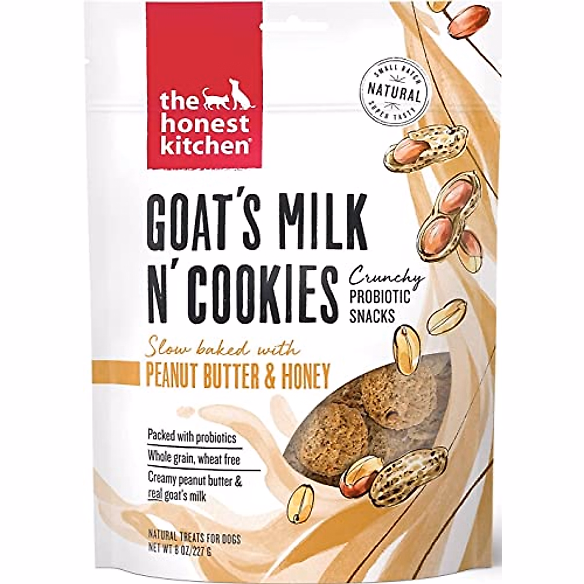 Aurora Pet Variety Pack (3) The Honest Kitchen Goat's Milk N' Cookies Slow Baked Dog Treats (1) Blueberries & Vanilla (1) Peanut Butter & Honey (1) Pumpkin Flavor (8-oz Each) with AuroraPet Wipes