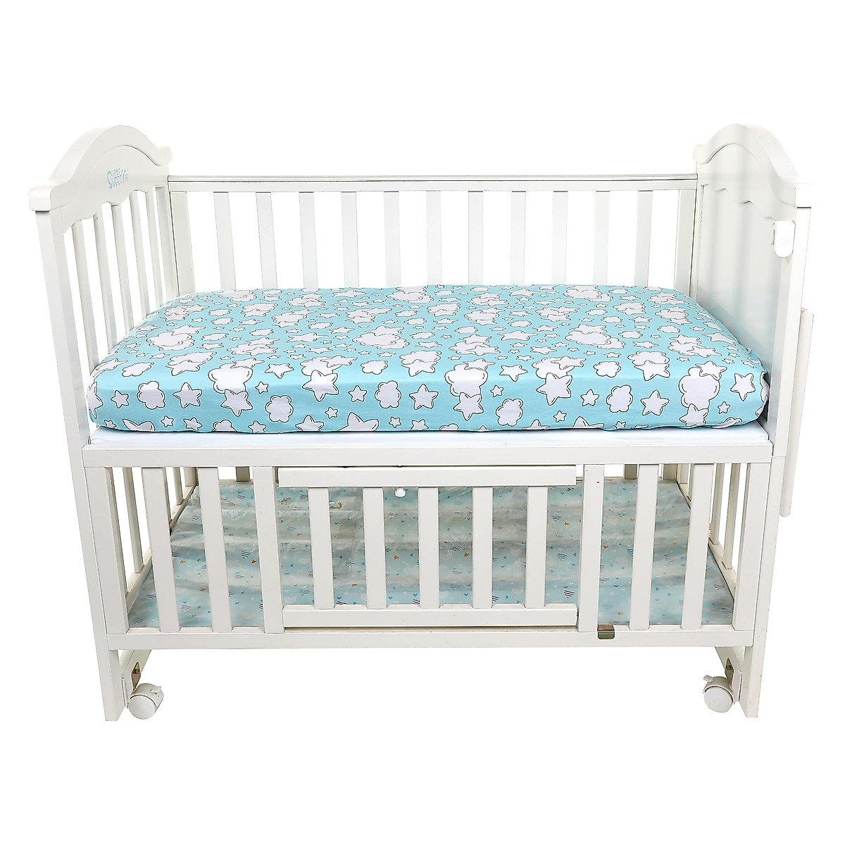 Organic Crib Sheets (2 Pack) - 100% Organic Jersey Cotton Fitted Crib Sheets for Standard Crib and Toddler Mattresses (Blue)