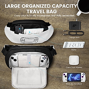 OPTOSLON Rog Ally Carrying Case Compitable with ASUS ROG Ally Gaming Handheld and Accessories, Sling Bag Fit Orignial Stand and AC Adapter for Travel and Storage with a Screen Protector