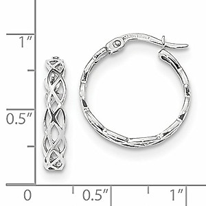 3.5mm Polished Celtic Weave Filigree Hoop Earrings in Real 14k White Gold 19 mm