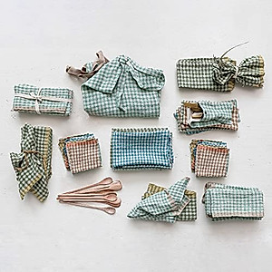 Creative Co-Op Woven Linen Gingham Pattern, Set of 3 Colors Tea Towels, Multi