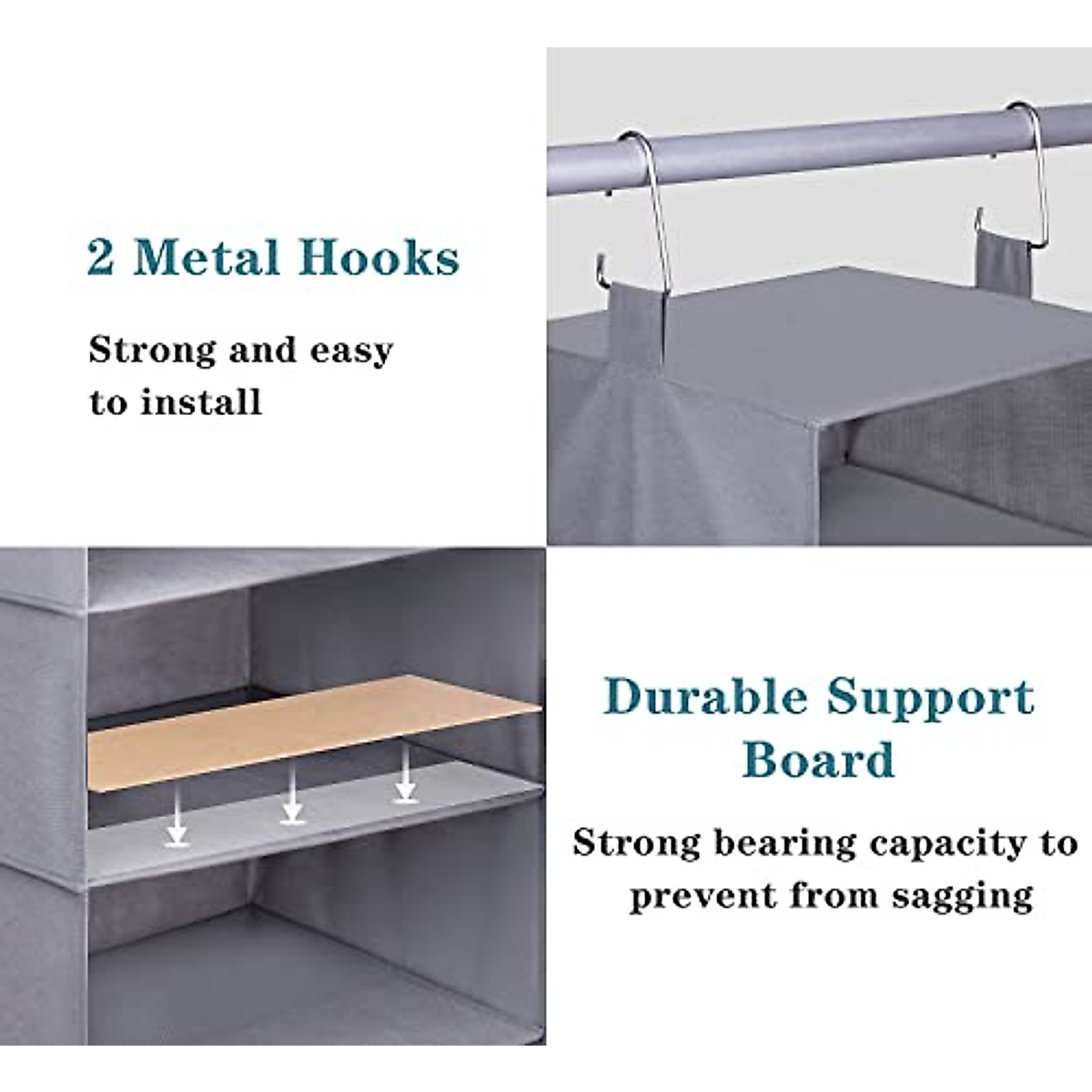 KEETDY Hanging Shoe Organizer to Store 10 Pairs Shoes 5- Shelf Shoe Rack for Closet for Small Space Storage Bedroom, Dorm, Grey