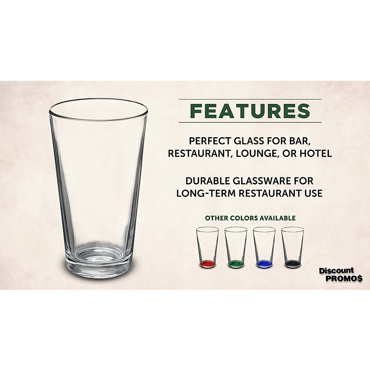 DISCOUNT PROMOS Personal Mixing Glasses 20 oz. Set of 10, Bulk Pack - Quality Glass, Thick Base, Home Bartending, Durable - Clear